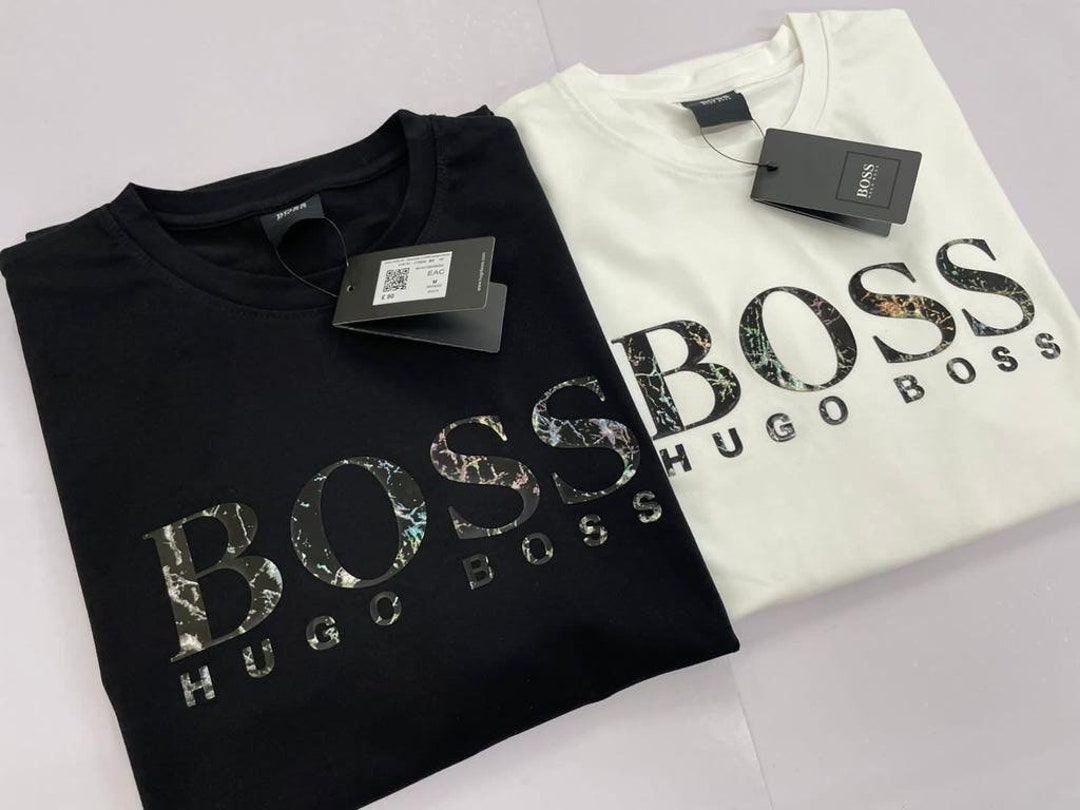 Hugo Boss Crew Neck Tshirt S M L XL XXL Black White 100% Cotton Best ...