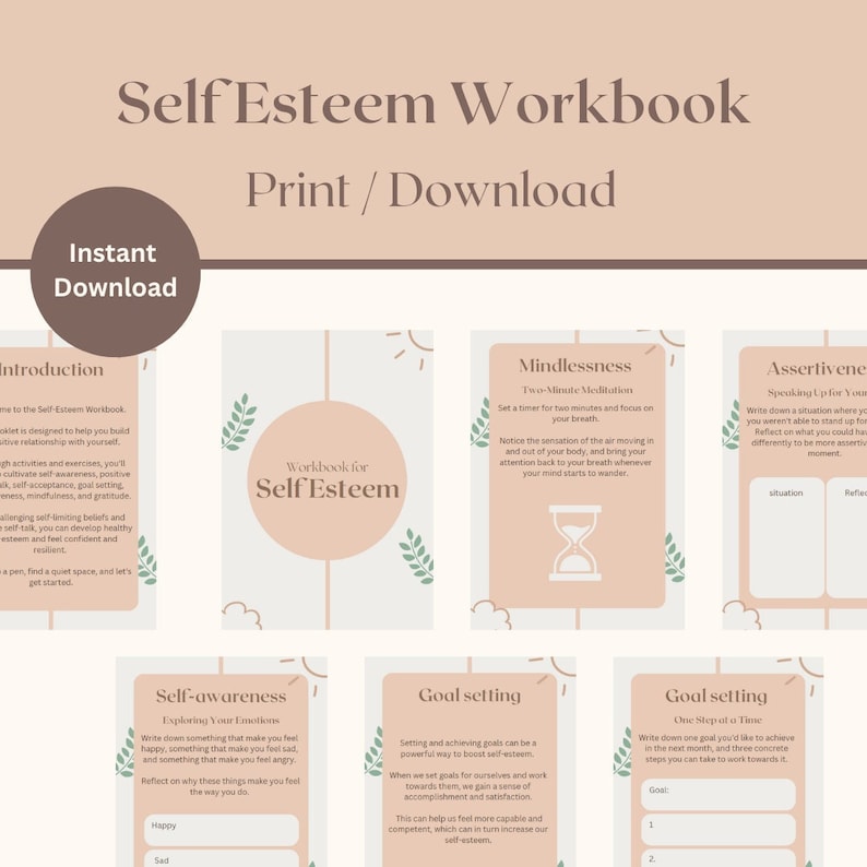 Self Esteem Workbook - Etsy