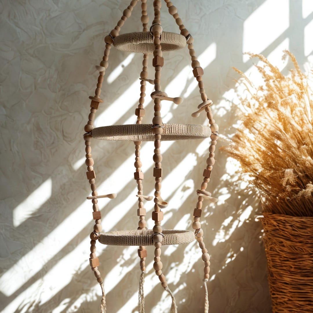 Multi-level Bird Gym, Handmade Cotton Rope Perch, Natural Indoor ...
