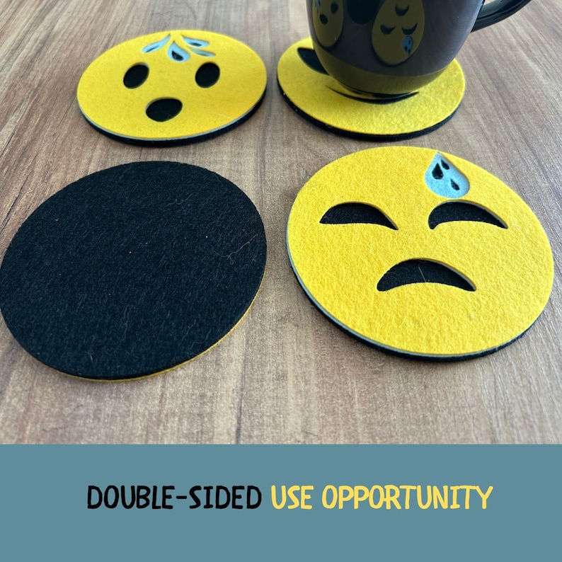 23 Round Wonderful Emoji Coasters, Ready for Laser Cutting, Easy to Use ...