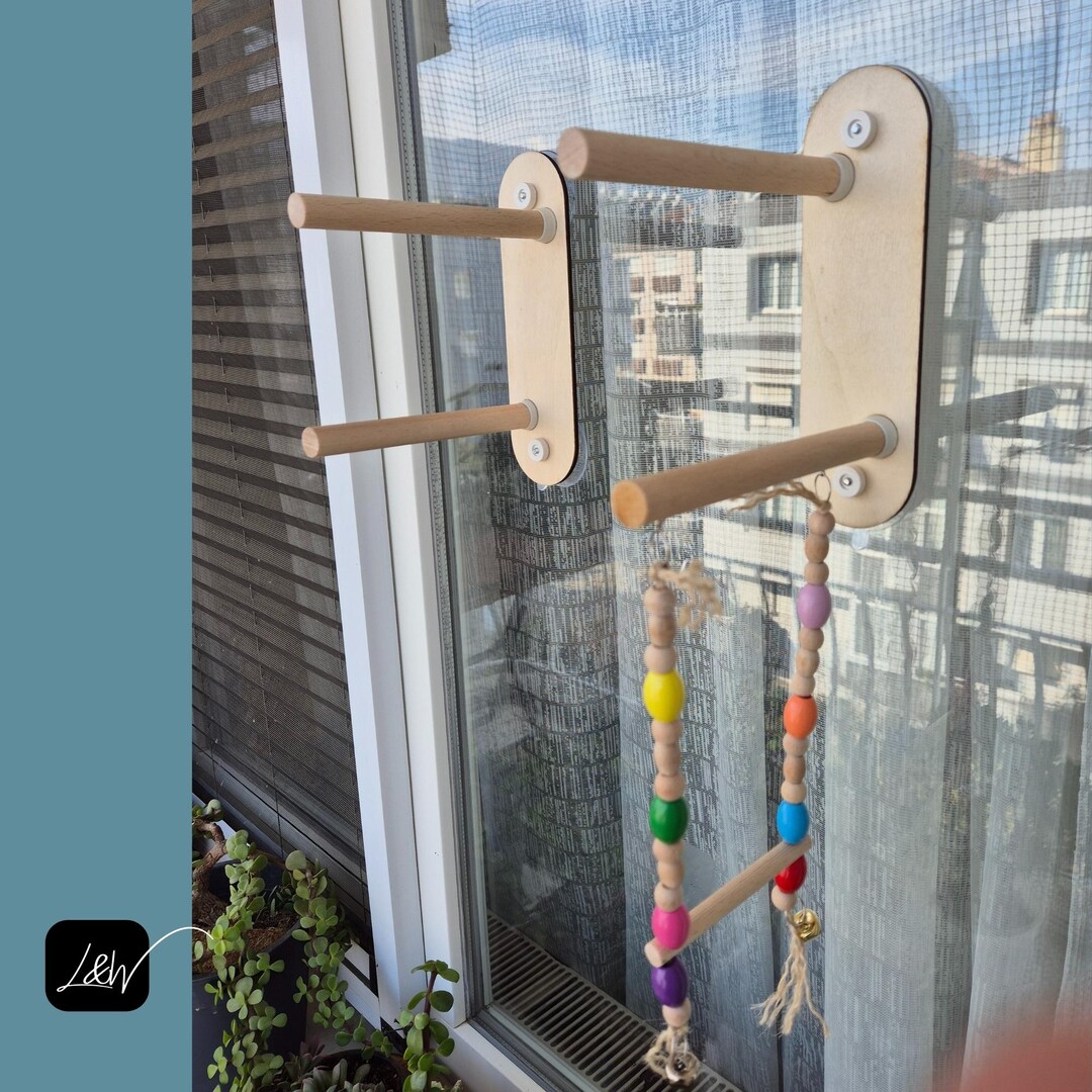 Window Bird Perch and Poop Holder - Durable, Cleanable and Perfect for ...