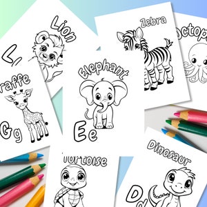 DIY Kids Crafts Animal Coloring Page Alphabet and Animal - Etsy