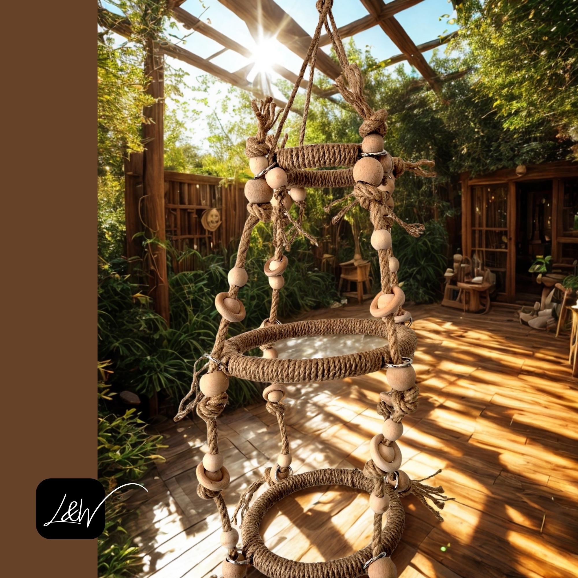 Natural Hanging Bird Gym – Multi-level Cotton Rope Perch for Birds ...