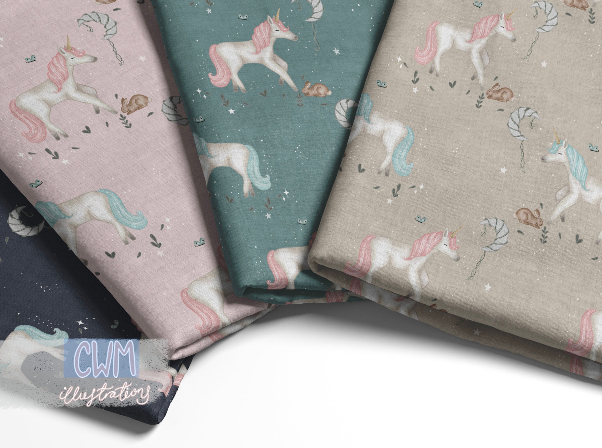 Neutral Background Unicorn Seamless Pattern, Unicorn Fabric Design ...