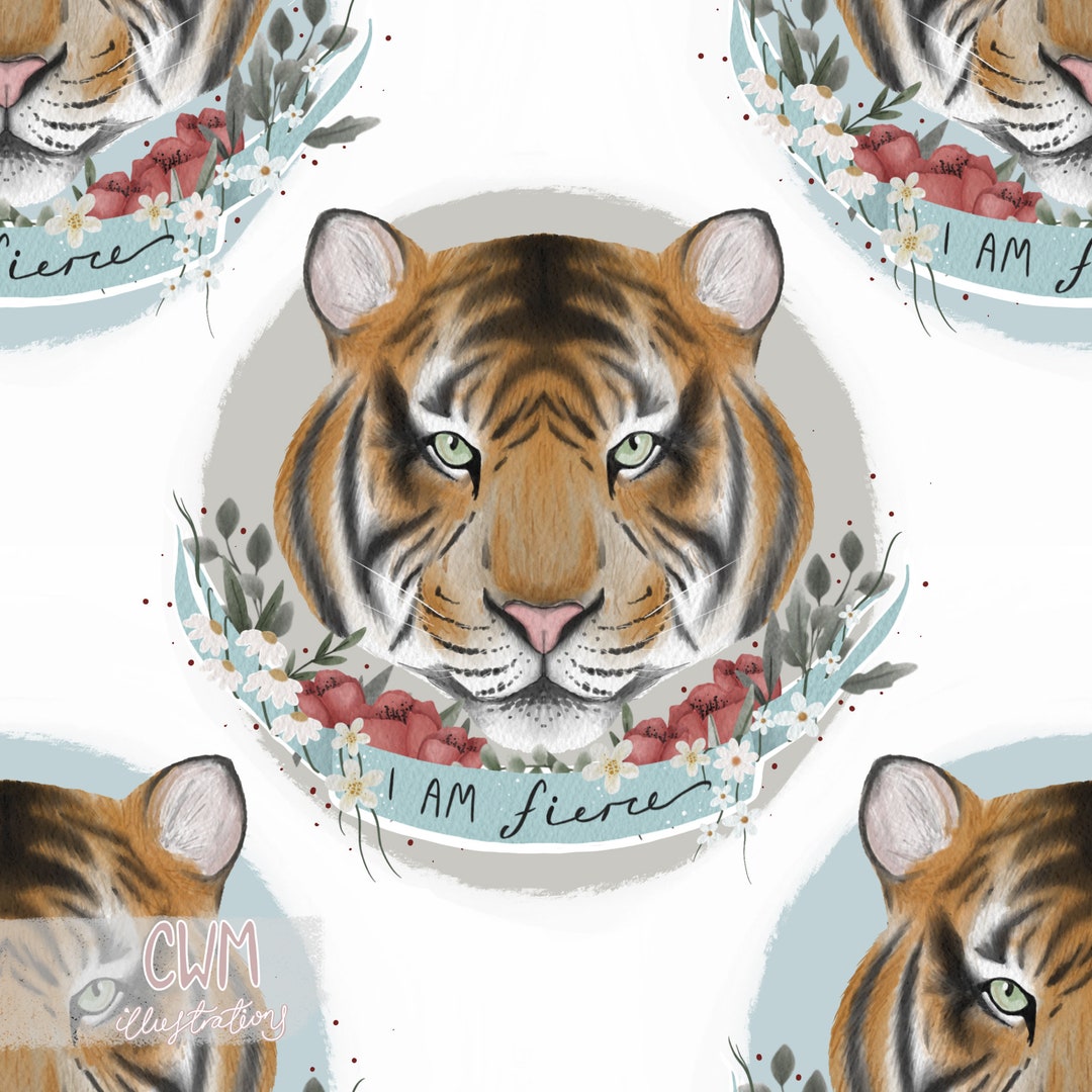 Tiger Seamless Pattern, Tiger Fabric Design, Pastel Tiger Seamless Tile ...