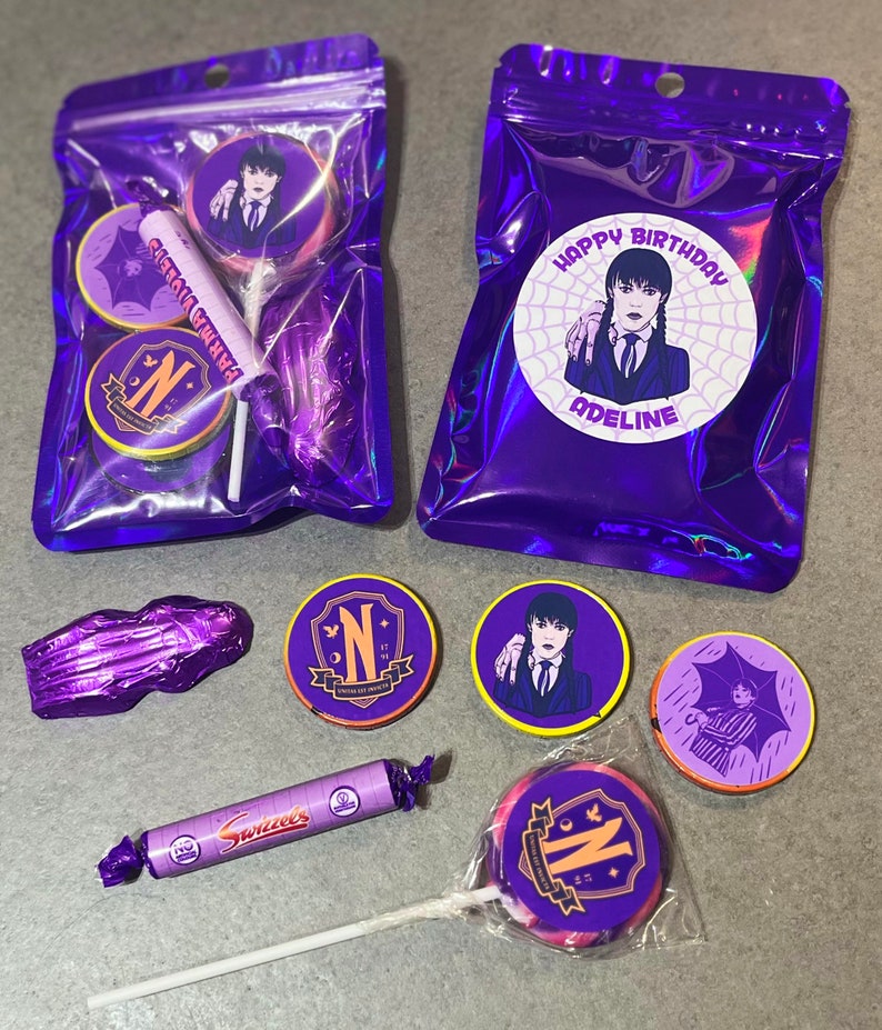 WEDNESDAY ADDAMS THEME Party Favours Personalised Wednesday - Etsy