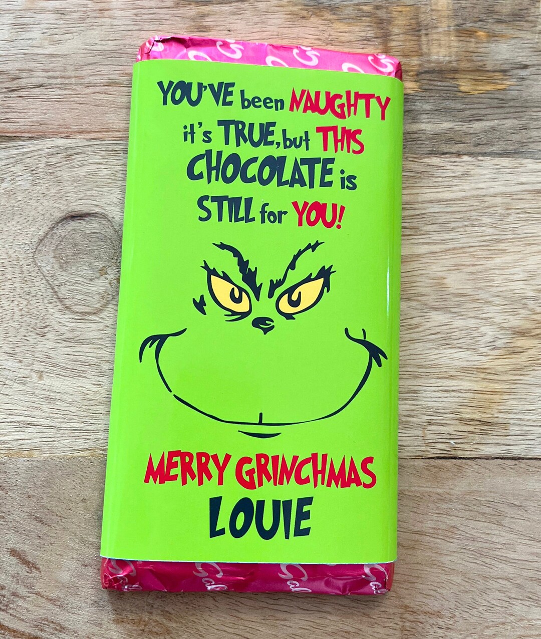 THE GRINCH CHOCOLATE Bar Personalised Grinch Chocolate Bar the Grinch ...