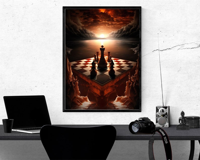 Chess Art Piece Illustrating Heaven and Hell - Digital Chess Art for ...