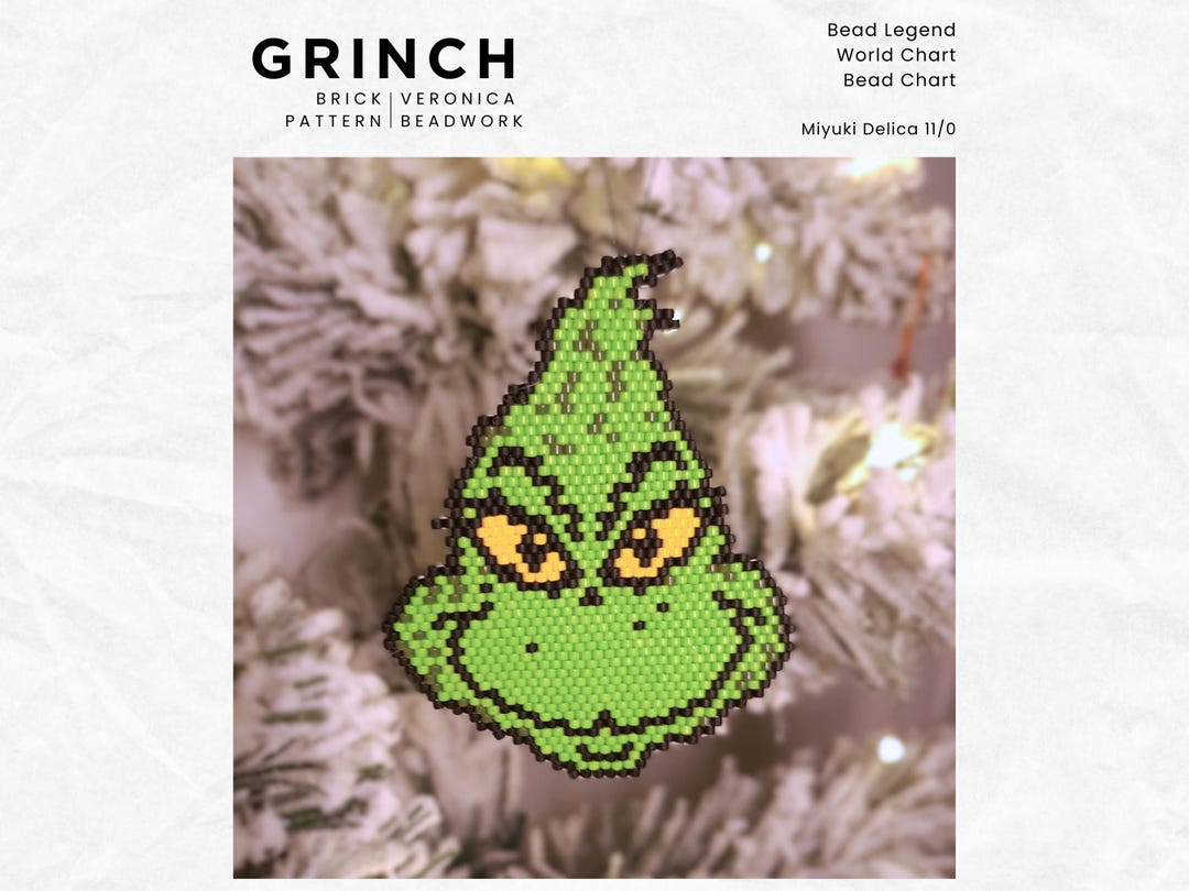 Grinch Seed Brick Bead Pattern | Christmas Tree Decoration (PDF) - Etsy