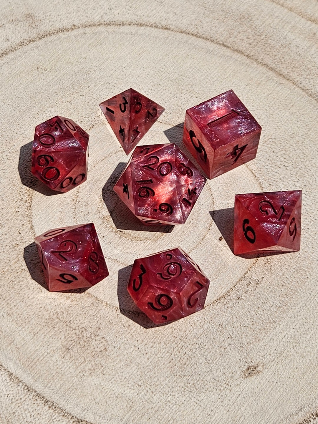Potion of Healing - Handmade Resin Sharp Edge Polyhedral Dice Set (7 ...