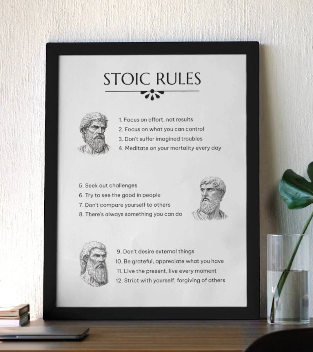 Stoic Rules Art Print, Philosophy Wall Art, Stoicism Print, Practical ...