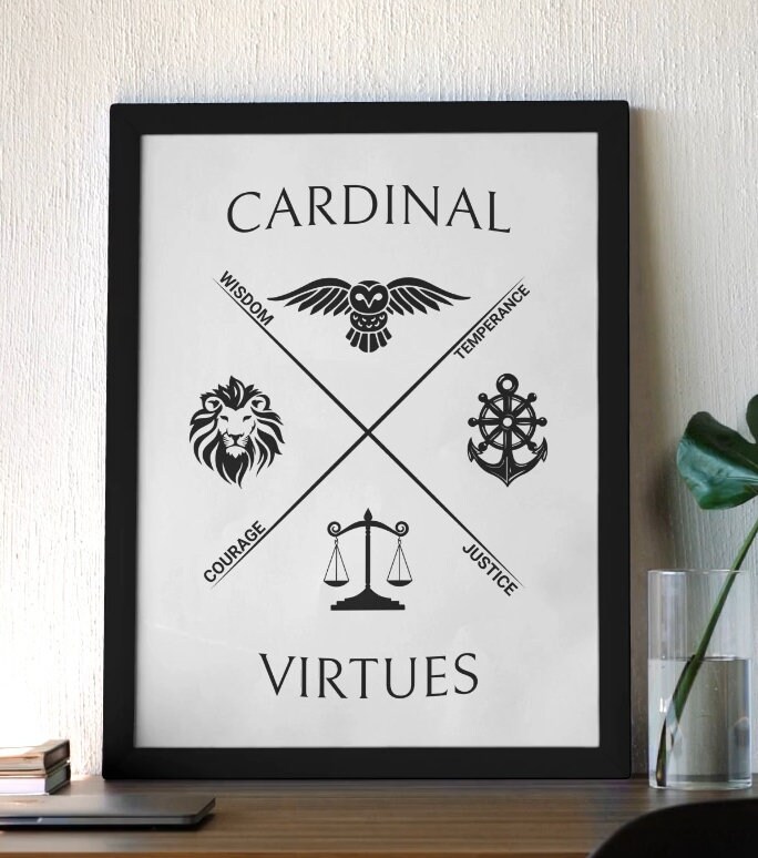 Stoic Cardinal Virtues Art Print, Stoic Ethics, Ancient Wisdom, Stoic ...