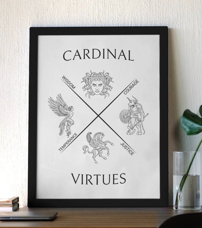 Stoic Cardinal Virtues Print Stoicism Symbol Art - Etsy