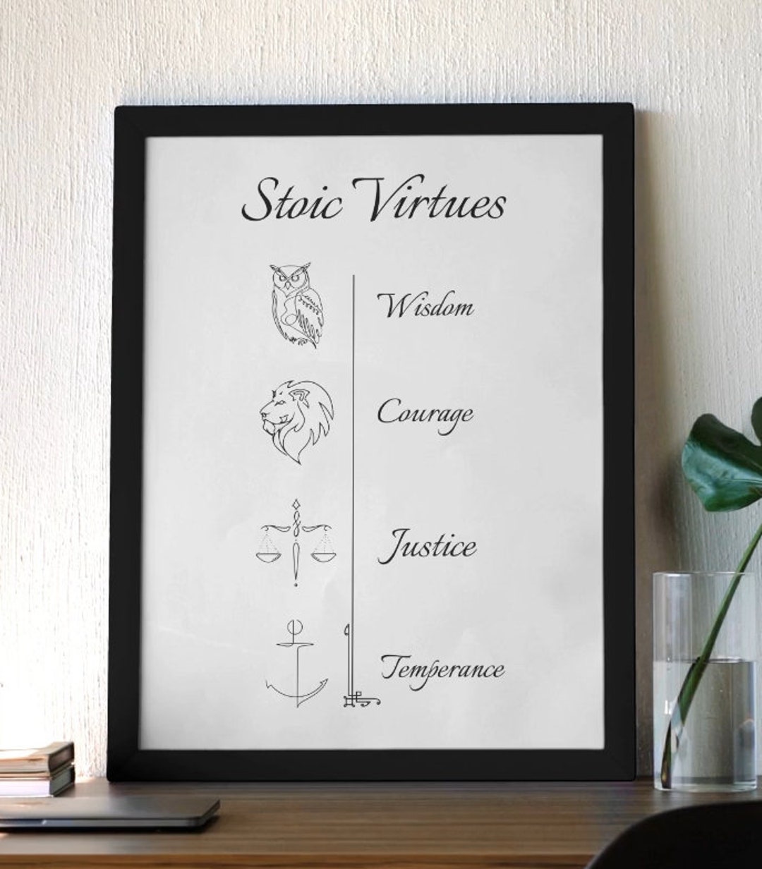 Stoic Virtues Art Print, Minimal Stoic Ethics, Stoicism Philosophy - Etsy