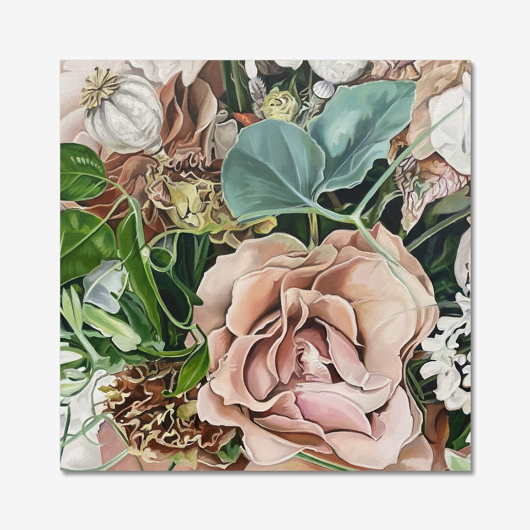 Blush Rose Square, Flower Art Print, Unframed Giclee Print on Enhanced ...