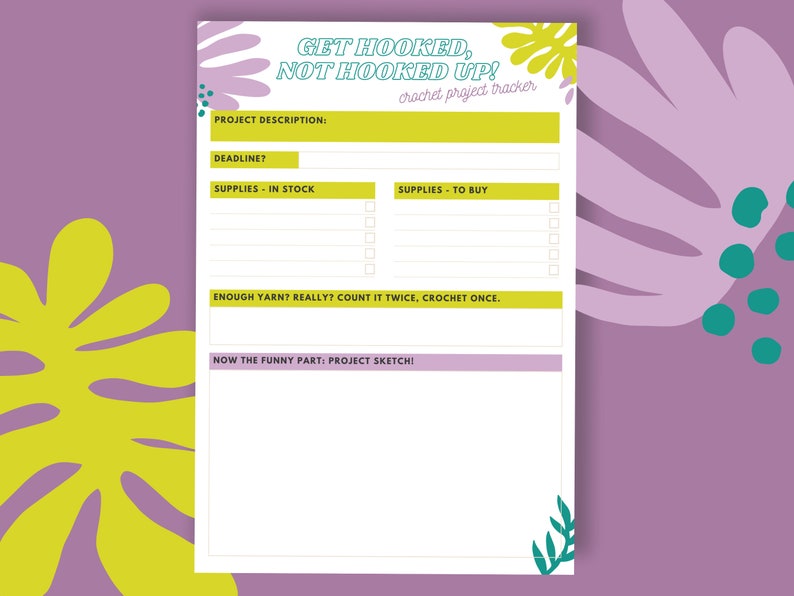 Printable Crochet Project Tracker/planner - Etsy