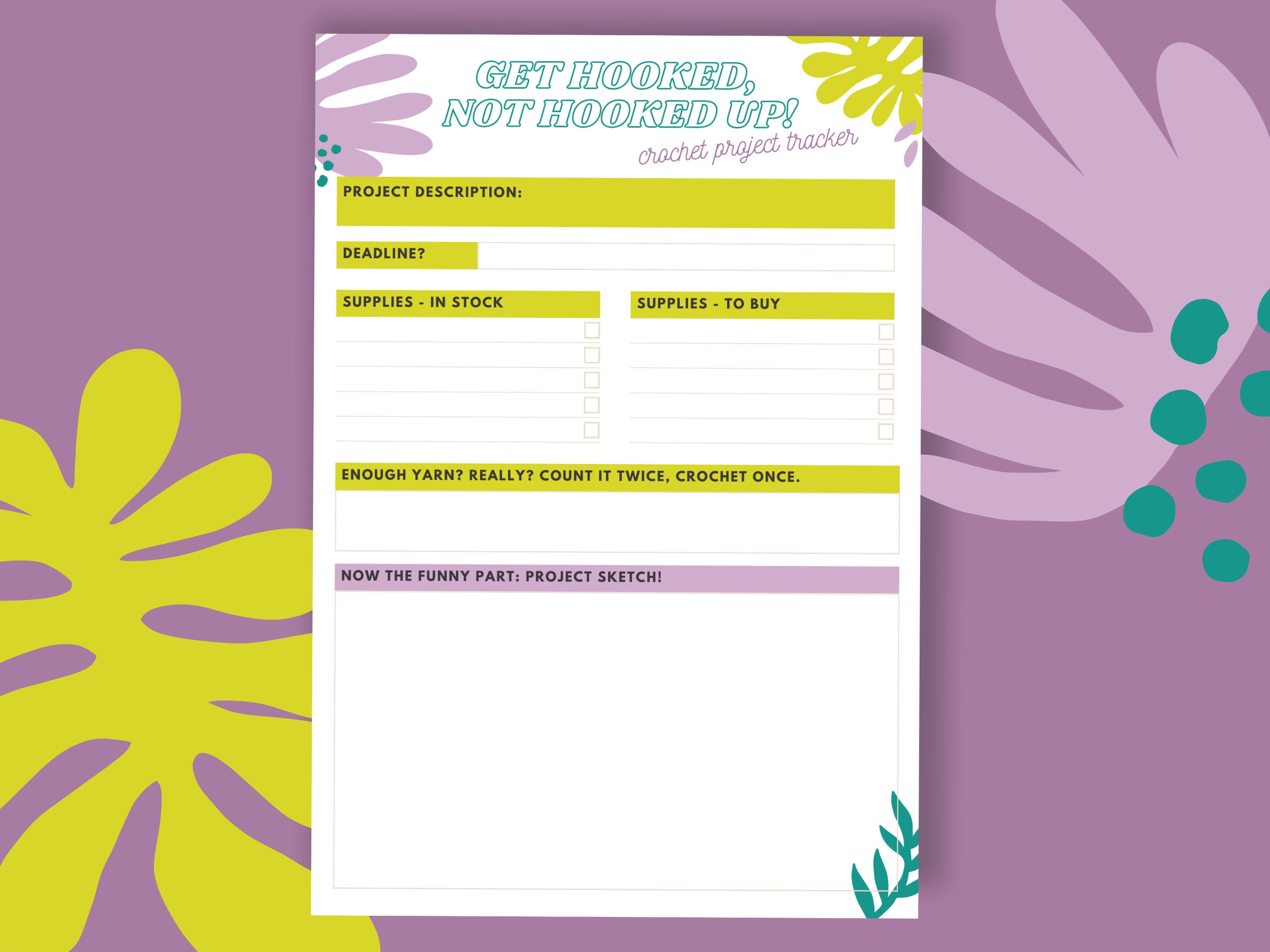 Printable Crochet Project Tracker/planner - Etsy