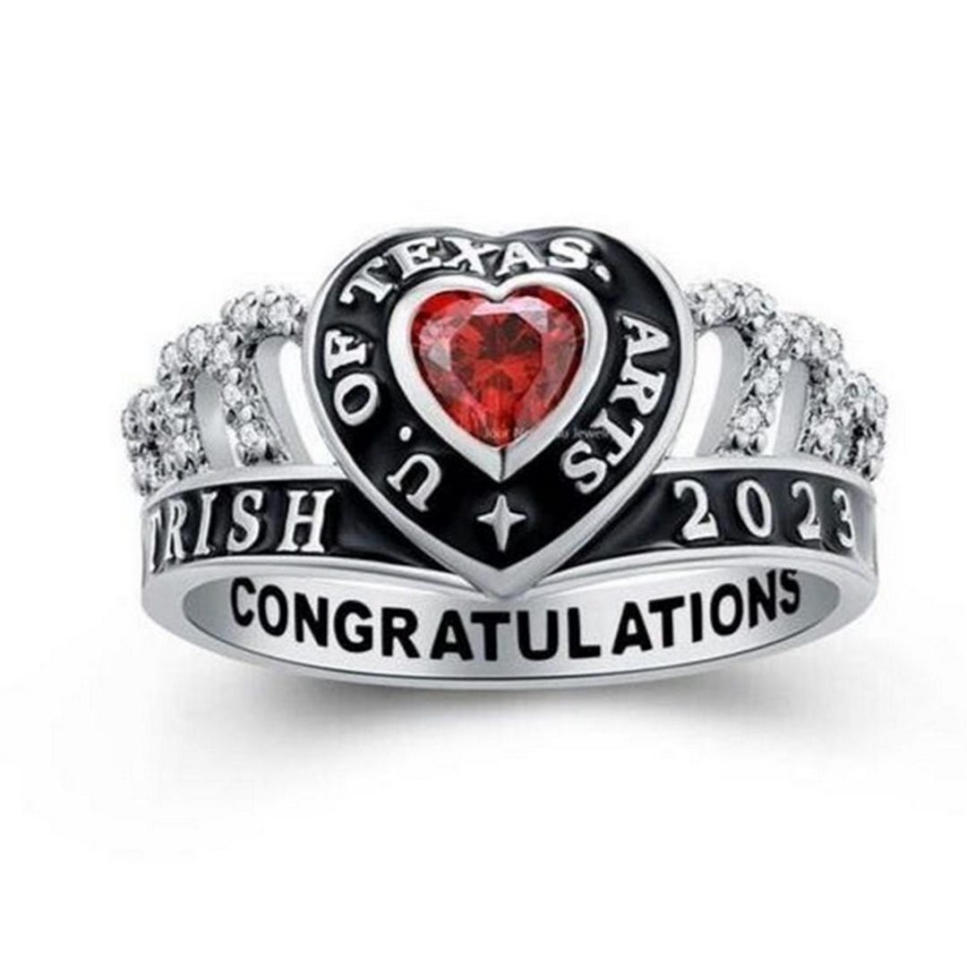 Crown Style Collection Women Heart Gemstone High School Class Ring in ...