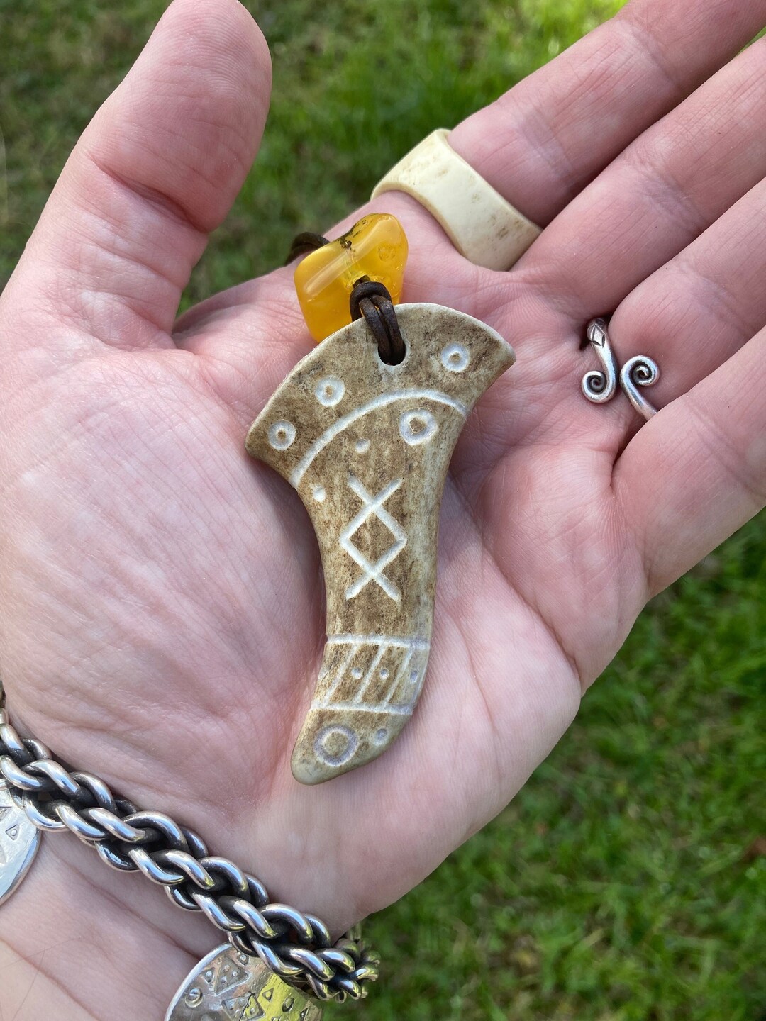 Viking Pendant No. 8 Hand Carved Antler Pendant, Viking Pendants, Runes ...