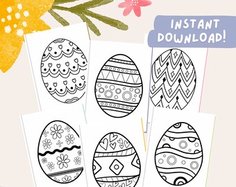 Kids Easter Printable Colouring Pages - 5 Pack - Etsy