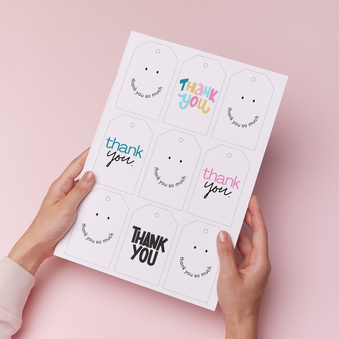 Printable Thank You Gift Tags: DIY Gratitude Labels (instant Download ...