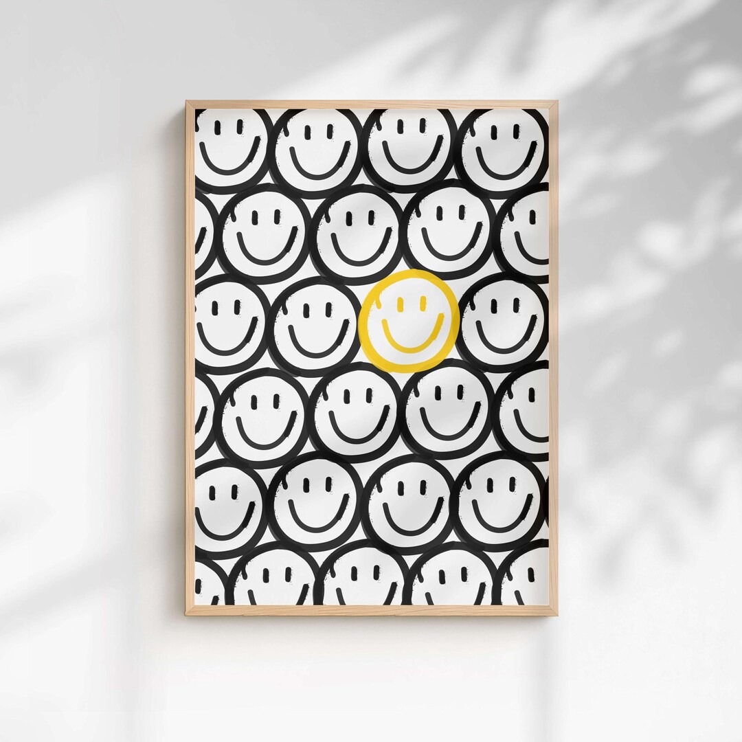 Smiley Face Wall Art Print, Modern Kids Room Decor, Playroom Print ...