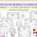 PRINTABLE DIGITAL FILE - Mermaid Colouring Book Including Numbers 1 to ...