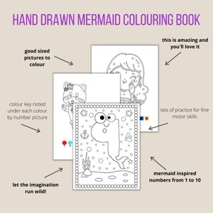 PRINTABLE DIGITAL FILE Mermaid Colouring Book Including Numbers 1 to 10 ...