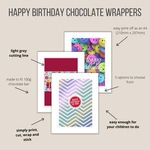 PRINTABLE DIGITAL FILE - Happy Birthday Chocolate Wrappers for a 100 ...