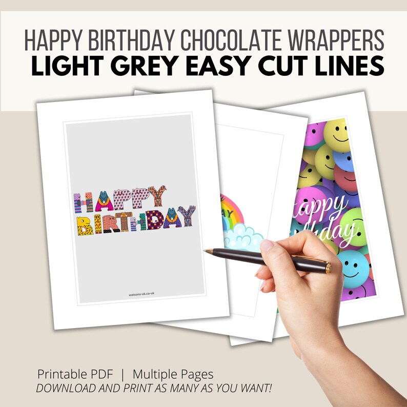 PRINTABLE DIGITAL FILE - Happy Birthday Chocolate Wrappers for a 100 ...