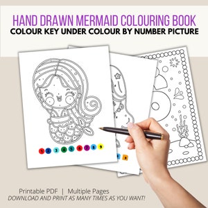 PRINTABLE DIGITAL FILE - Mermaid Colouring Book Including Numbers 1 to ...