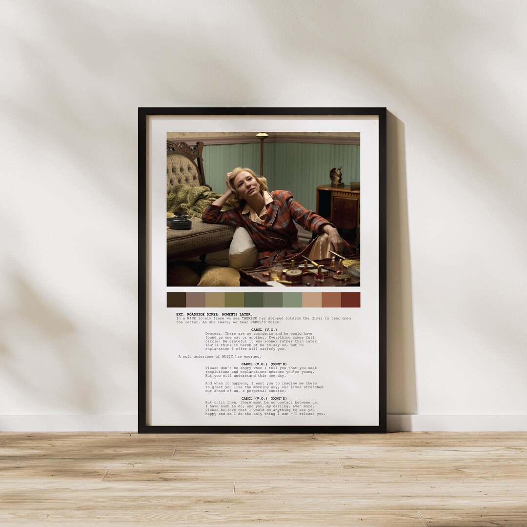Carol Movie Script Poster Cate Blanchett Rooney Mara ART PRINT - Etsy