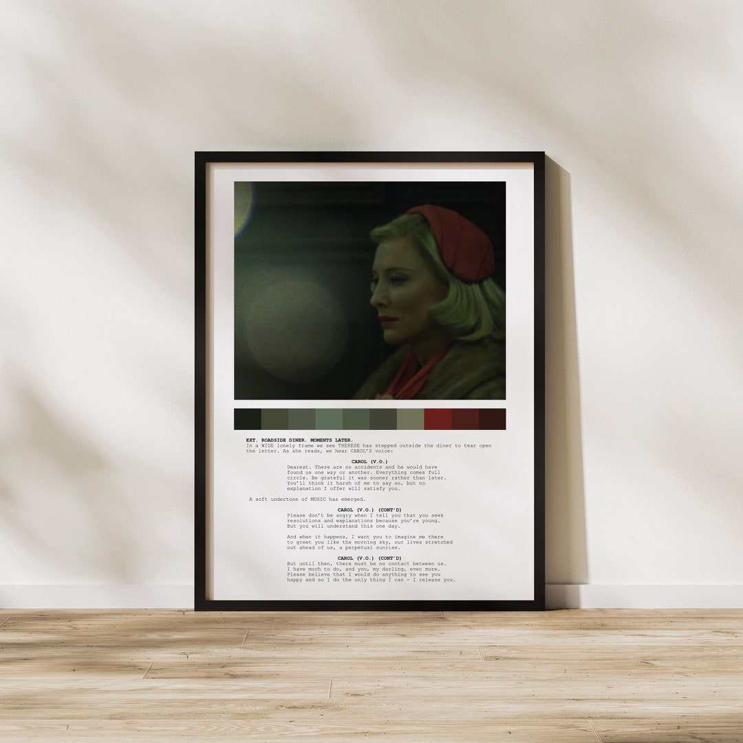 Carol Movie Poster Carol Script Poster Cate Blanchett Rooney Mara ...