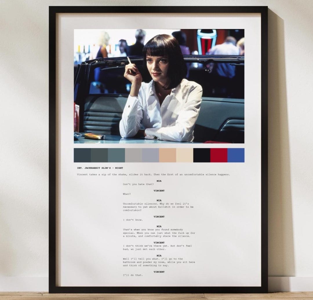 Customizable Pulp Fiction Script Poster Quentin Tarantino Film Art for ...