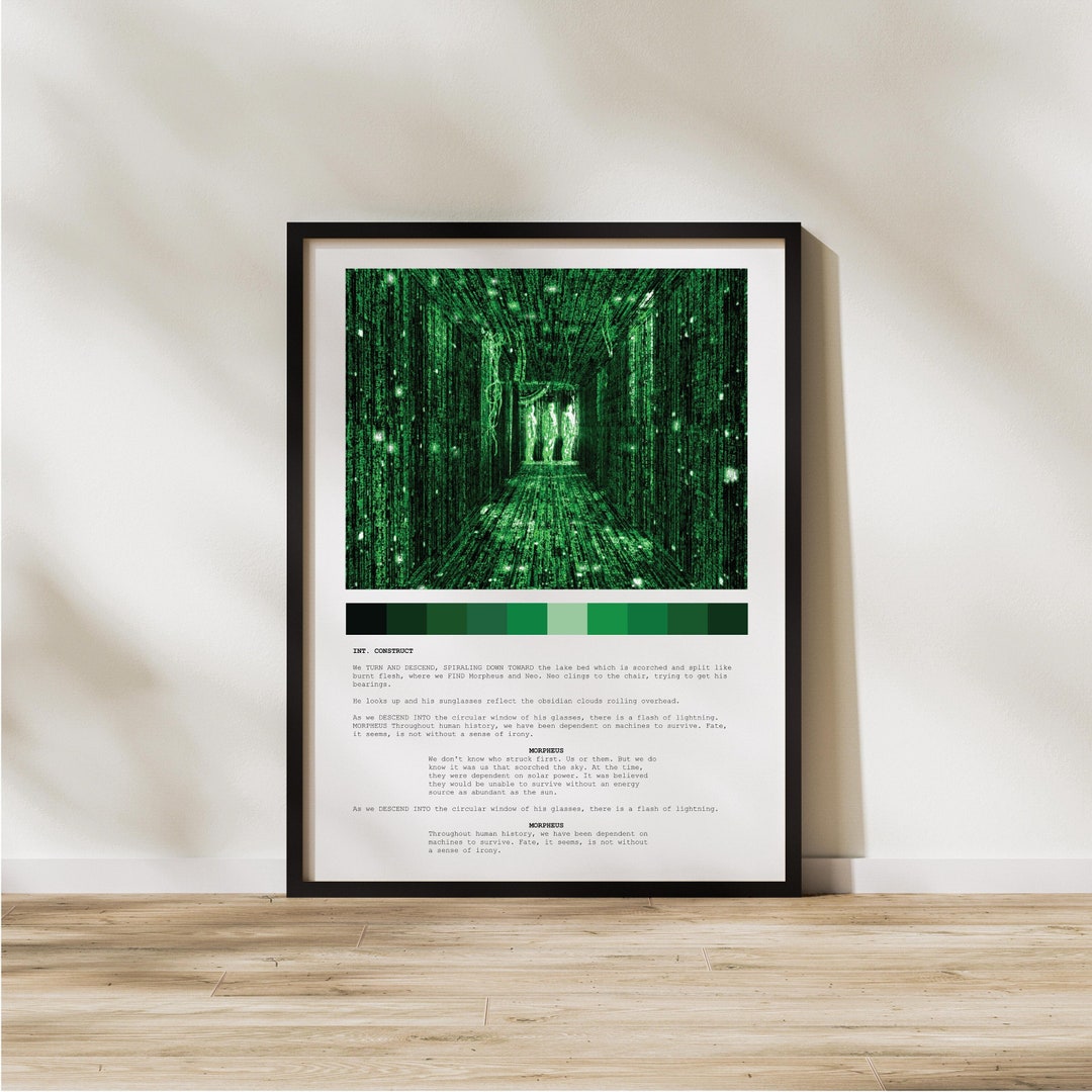 The Matrix Film Script Poster Movie Buff Gift Cinema Art Print - Etsy