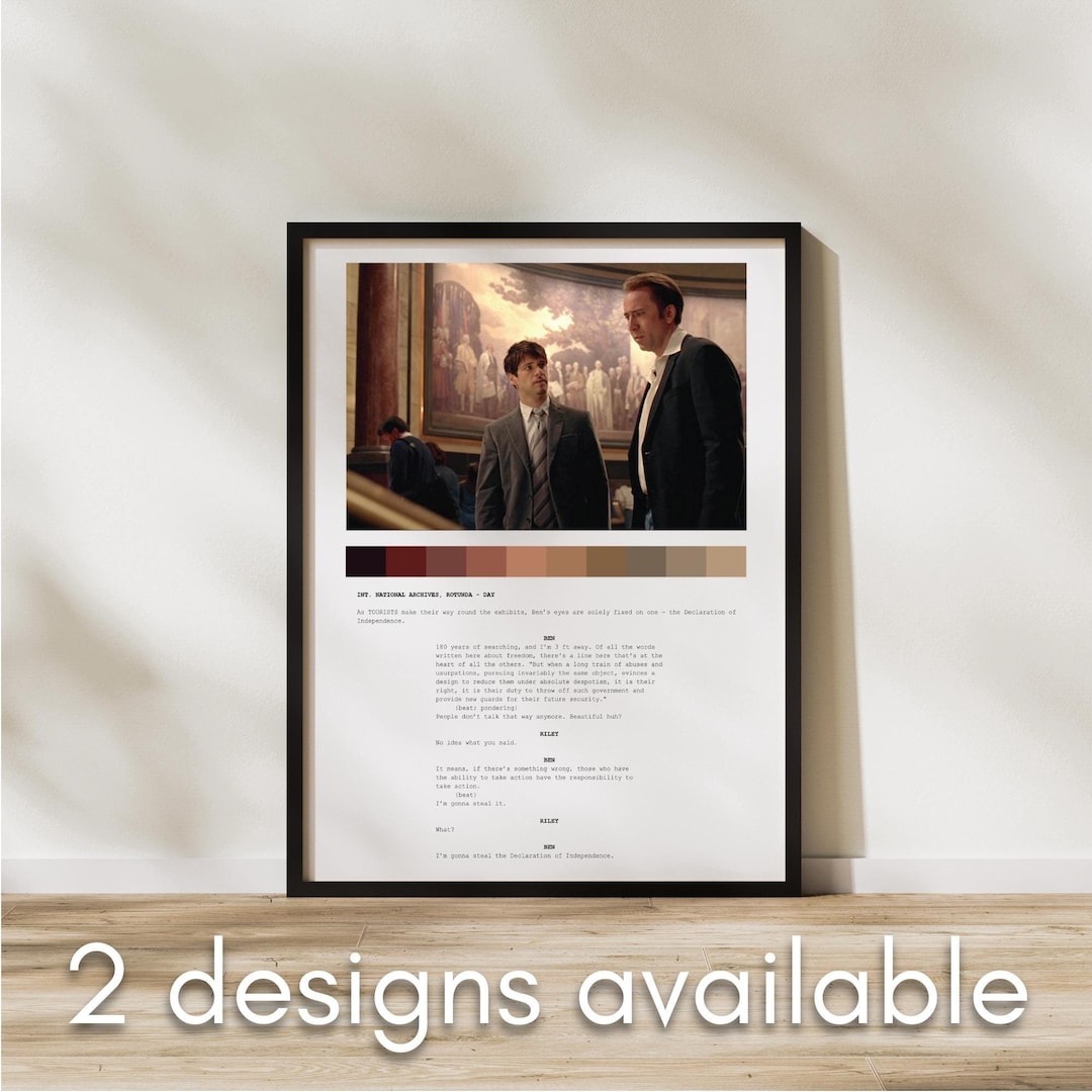 National Treasure Movie Script Poster Nicholas Cage Film Quote Art - Etsy