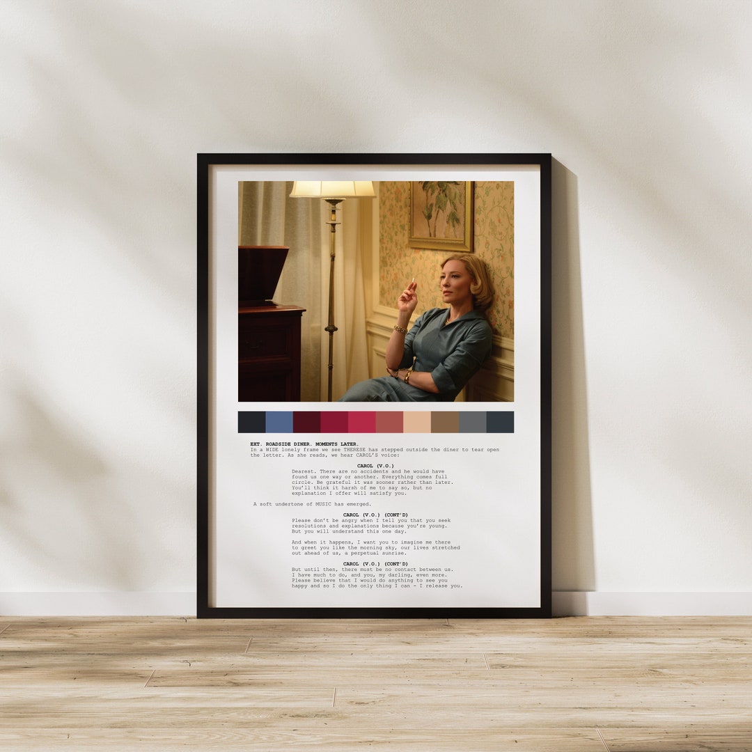 Carol Movie Poster Carol Script Poster Cate Blanchett Rooney Mara ...