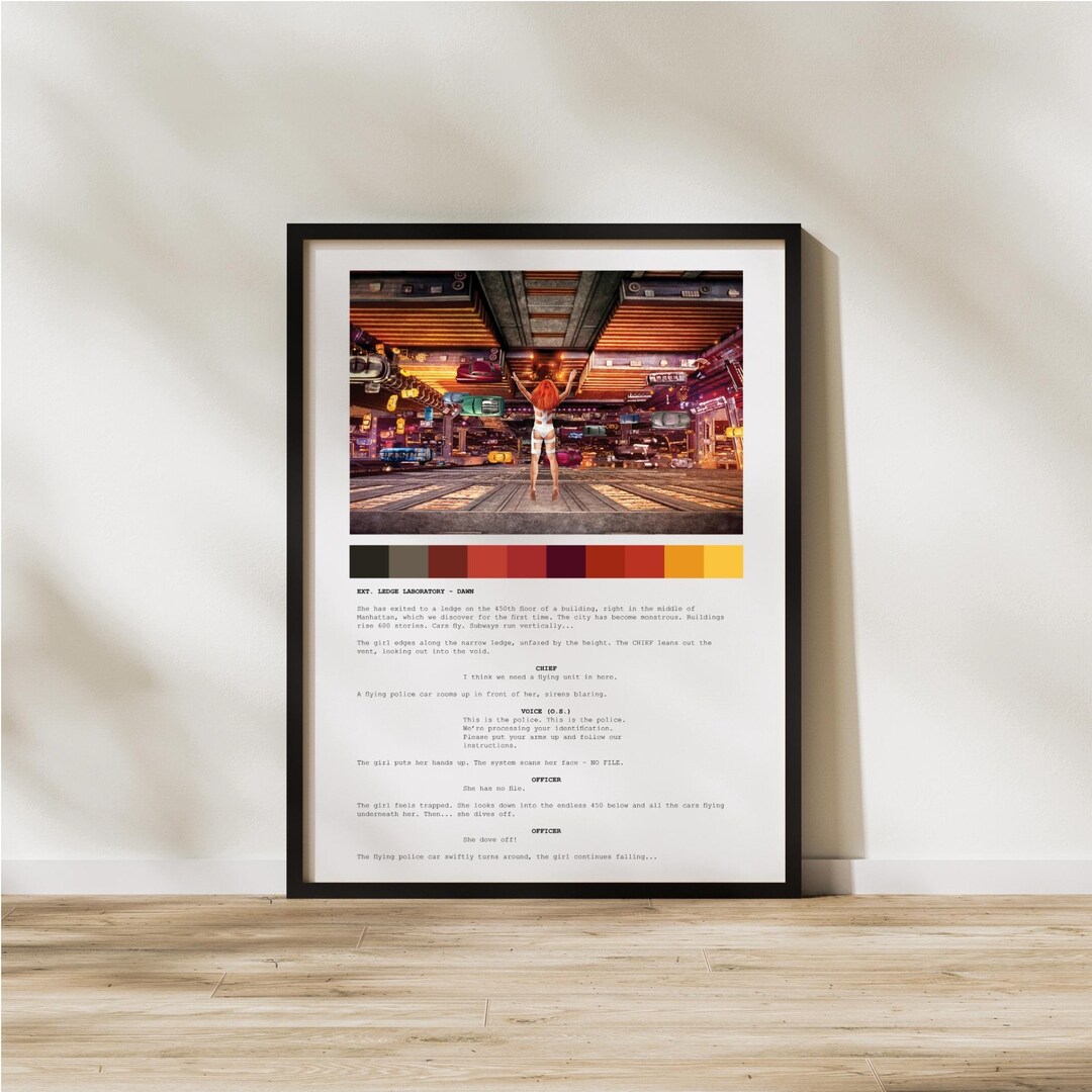 The Fifth Element Movie Script Poster Custom Quote Art Print - Etsy