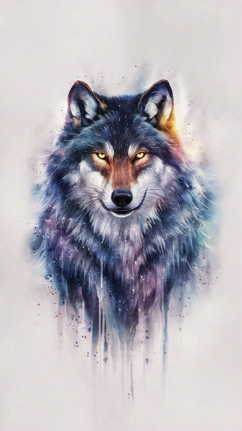 Watercolor Wolf 5 Jpgs - Etsy
