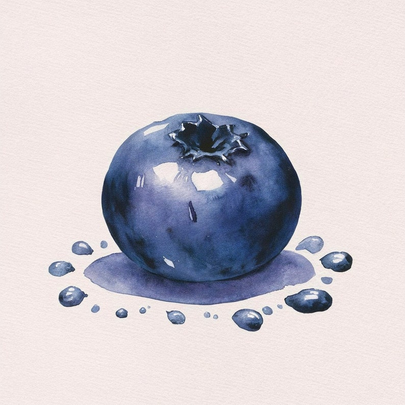 Watercolor Blueberry 5 Jpgs - Etsy