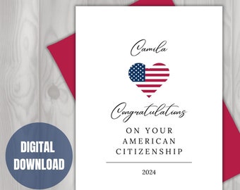 Printable American Citizenship Congratulations Card - Etsy
