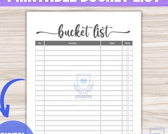 100 Life Bucket List Printable Template Check List Pdf Digital Instant ...