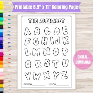 Coloring Page for Kids, A to Zalphabet Printable Coloring Sheet, ABC ...