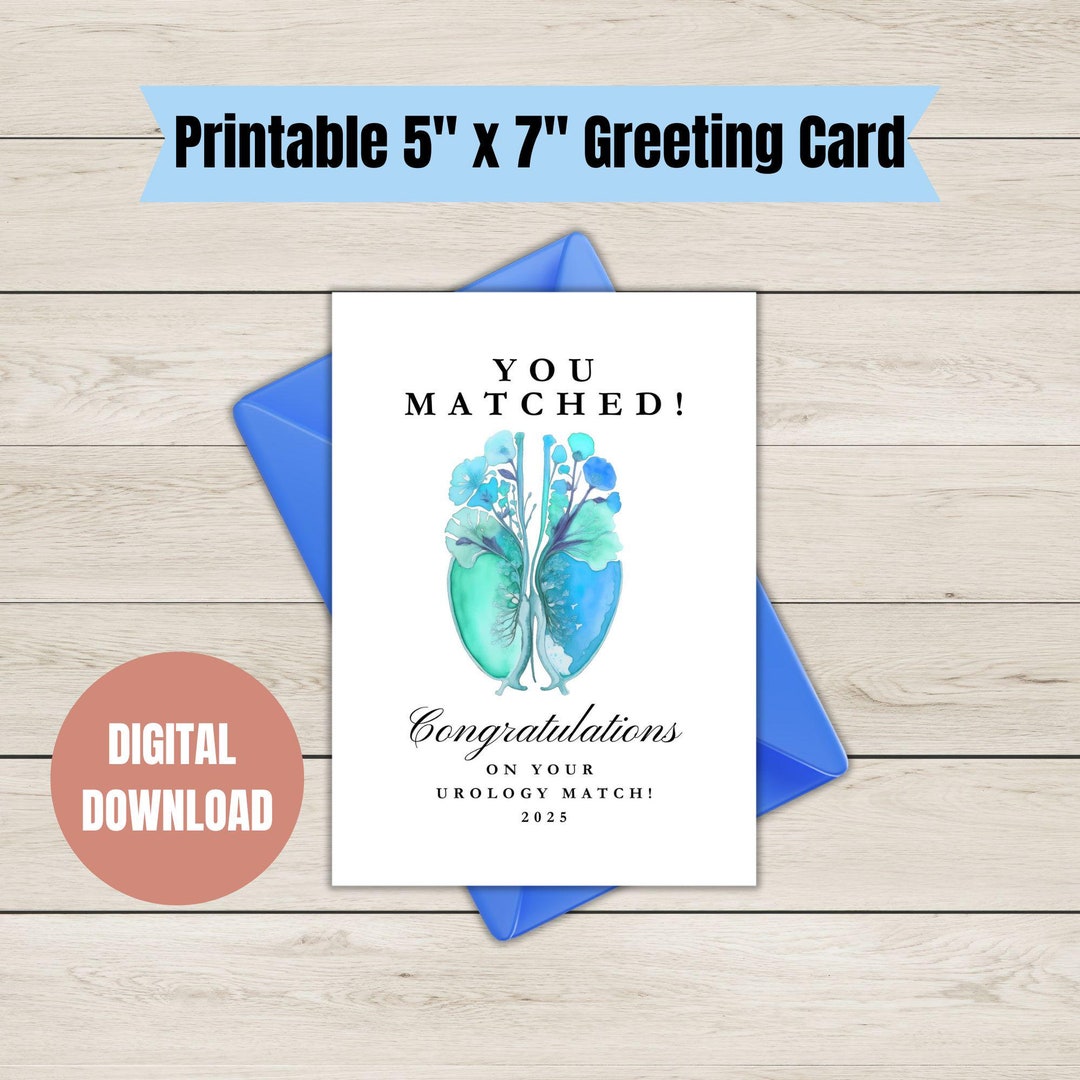 Urology Match Day 2025 Printable Congratulations Greeting Card ...