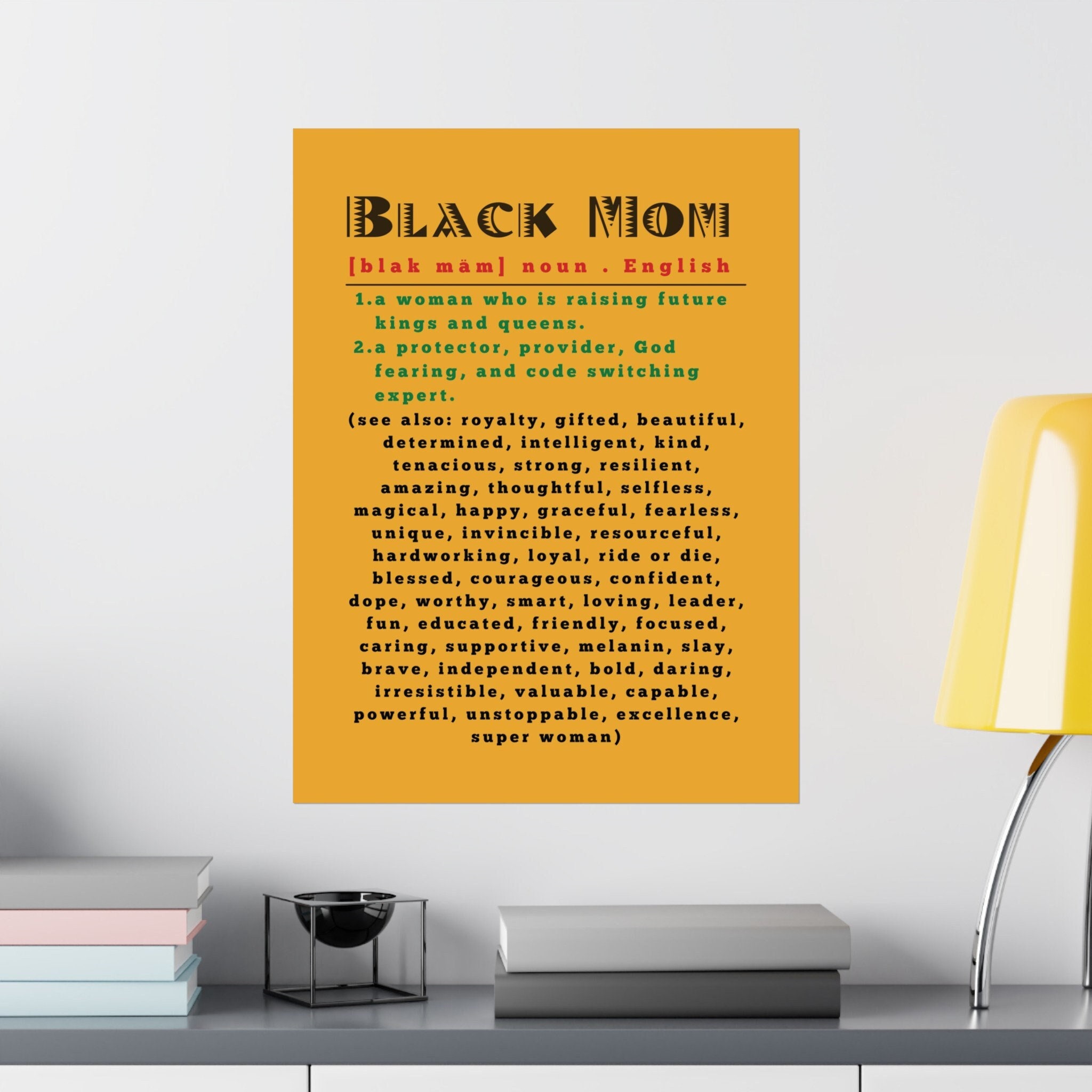 Black Mom Definition Poster Motivational Juneteenth Wall Art for ...