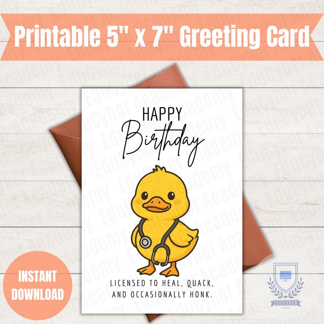 Healthcare Birthday Card, Duckling Bday Greeting for Doctor, Nurse, EMT ...