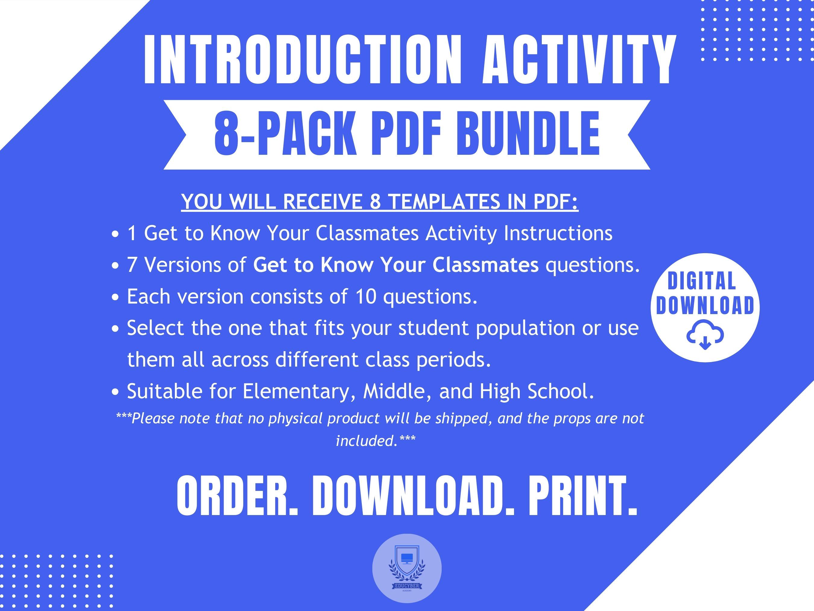 Icebreaker Activity Back to School Teacher Introduction Group ...