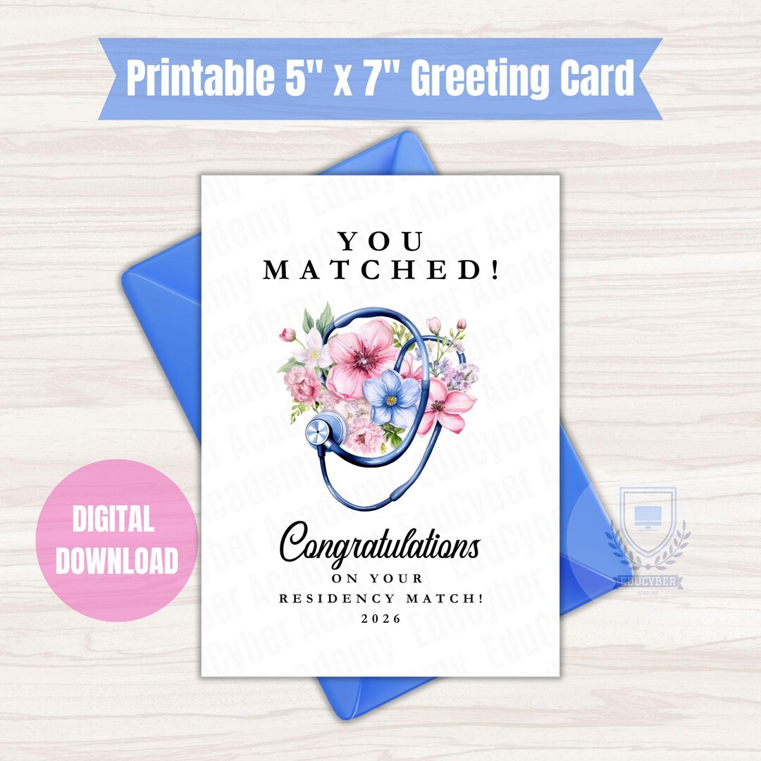 Residency Match Day 2026 Congratulations Greeting Card Graduation You ...