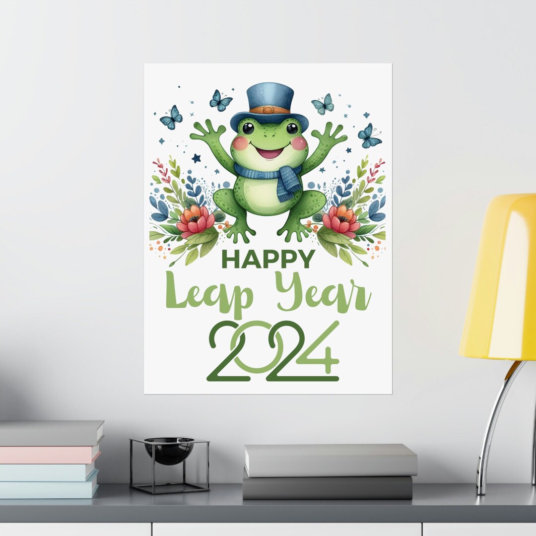 Happy Leap Year 2024 Mette Poster Frog Theme Birthday Décor Wall Art - Etsy