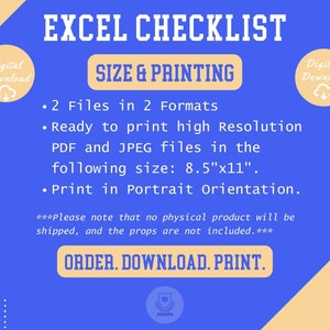 How to Learn Excel in 10 Days Checklist ONLY Easy to Follow One Page Instant Download Topic ...